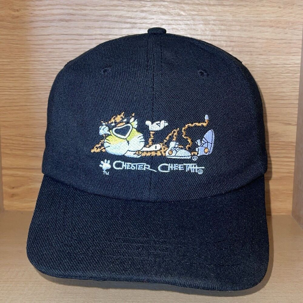 Vintage Chester Cheetah Cheetos Black Snapback Hat Pl… - Gem